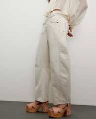 Free People Good Luck Barrel Jean Milk – PINK ARROWS